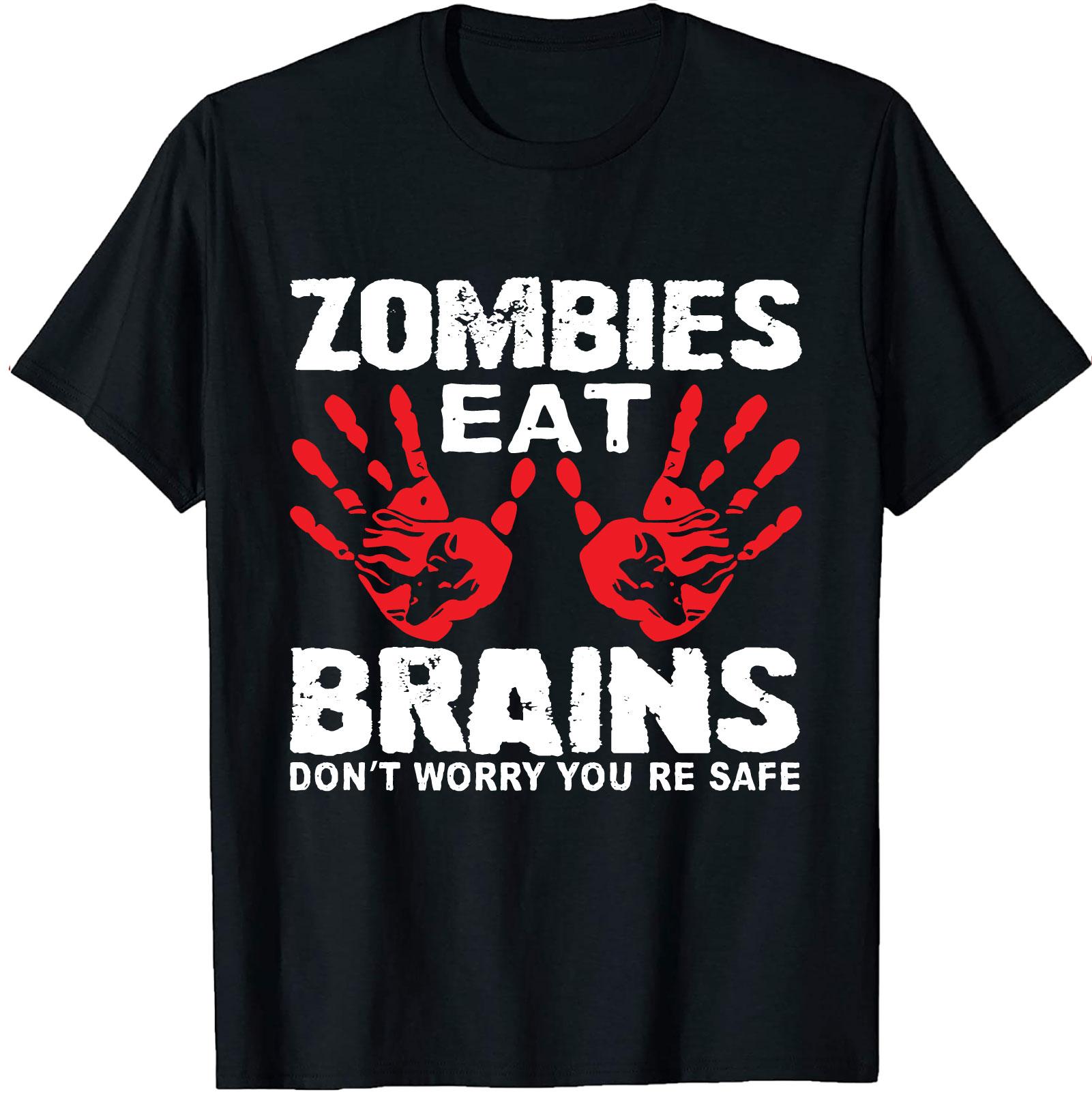 Zombies Eat Brains Funny Horror T-Shirt - Myths & Tactical